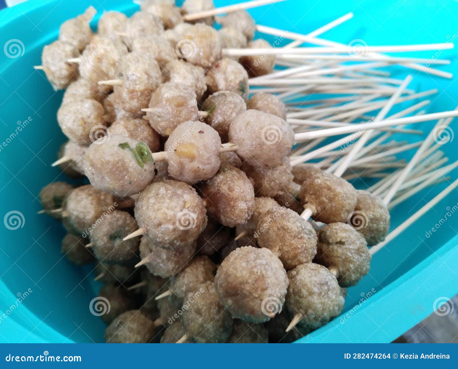Satay Meat Balls Made from Tapioca Starch Stock Photo - Image of brunch ...