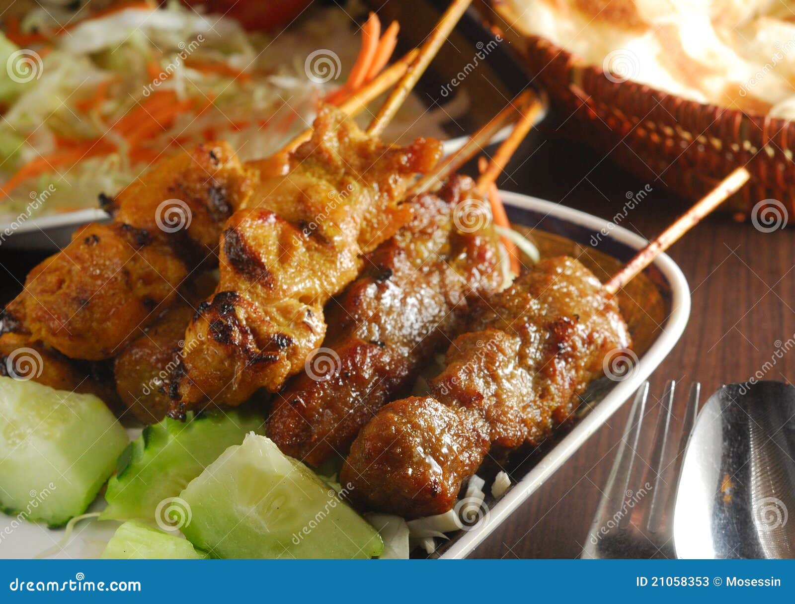 Satay skewer meat stock image. Image of cook, cuisine - 21058353