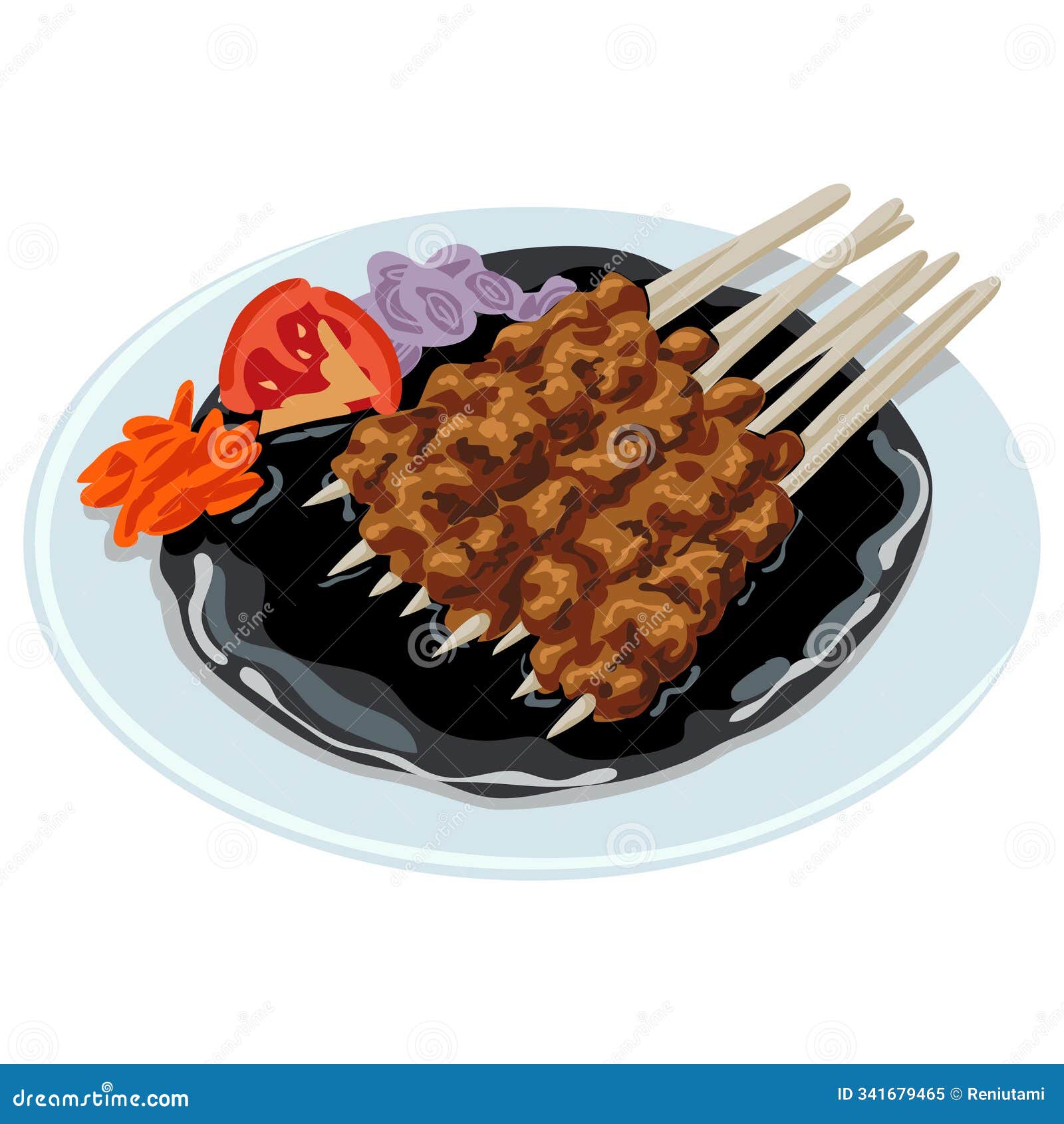 Sate Kambing Mutton Satay Illustration Vector Stock Illustration ...