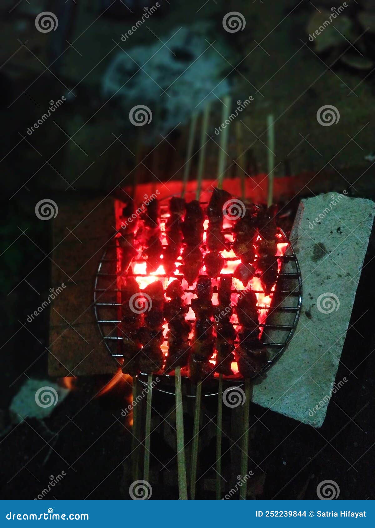 Sate Mutton Grilled Using Coconut Shell Charcoal Stock Photo - Image of ...