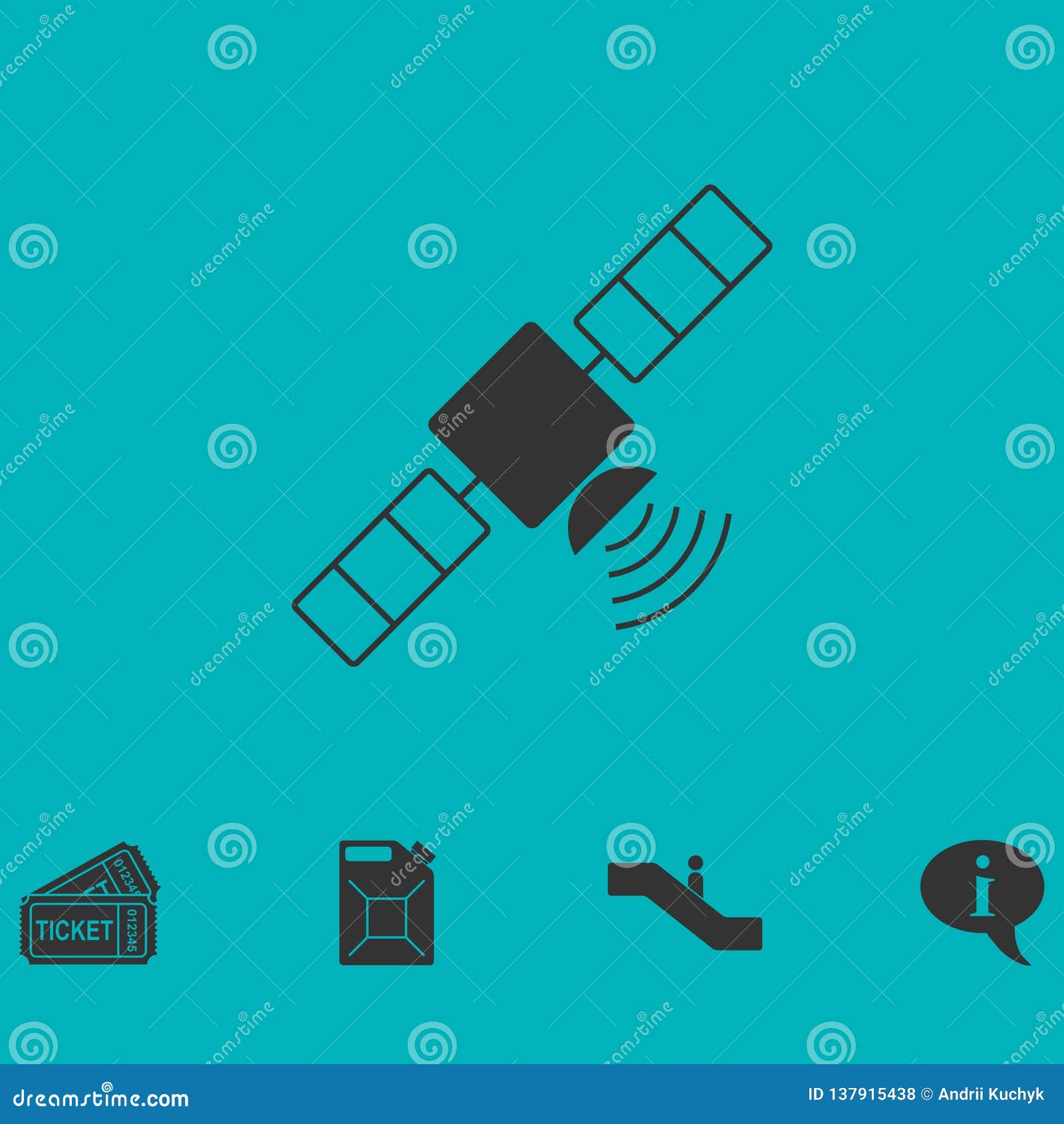 Satelite icon flat stock vector. Illustration of outer - 137915438