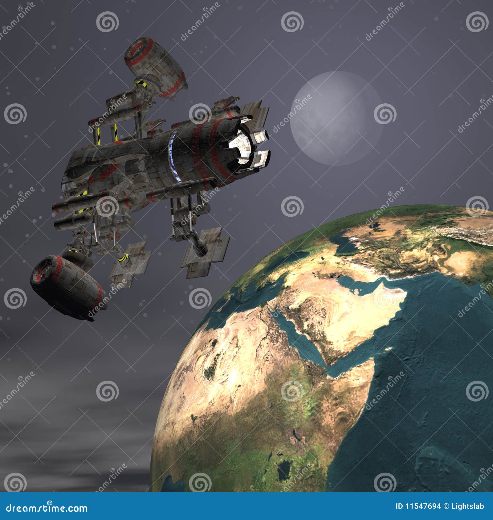 Satelite Sputnik Orbiting Earth Stock Illustration - Illustration of ...