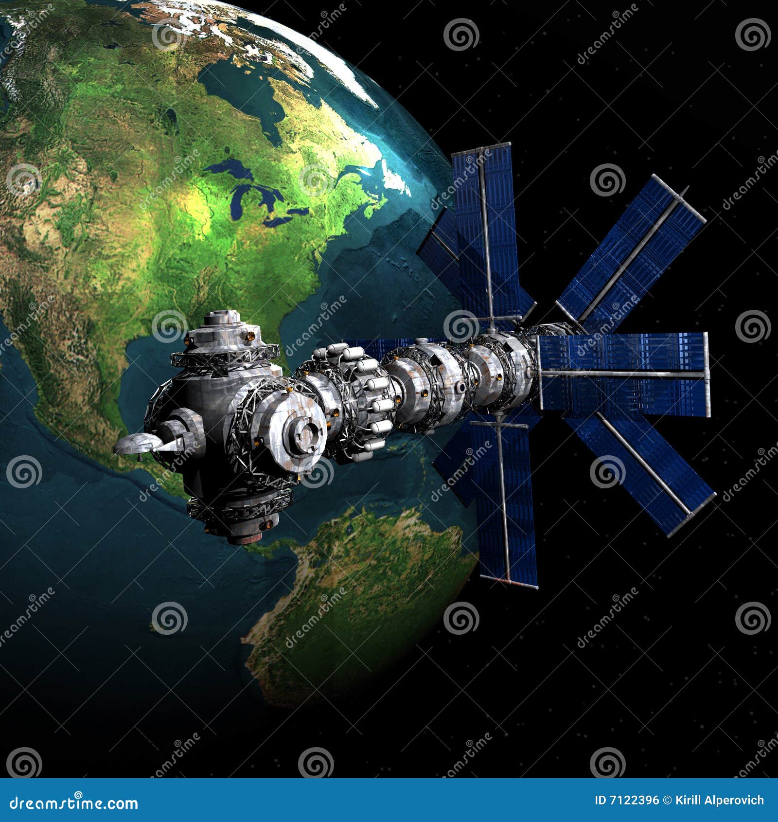 Satelite Sputnik Orbiting Earth Stock Illustration - Illustration of ...