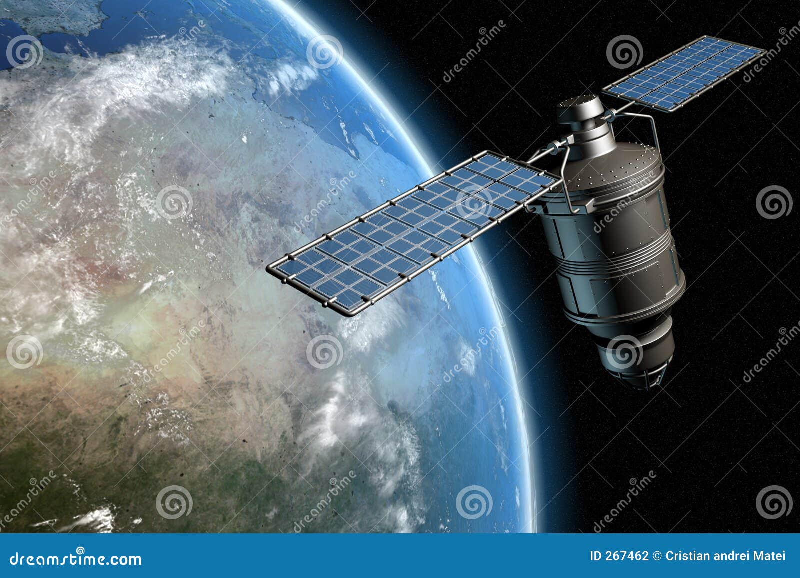 Satelliet en aarde 14 stock illustratie. Afbeelding bestaande uit ...