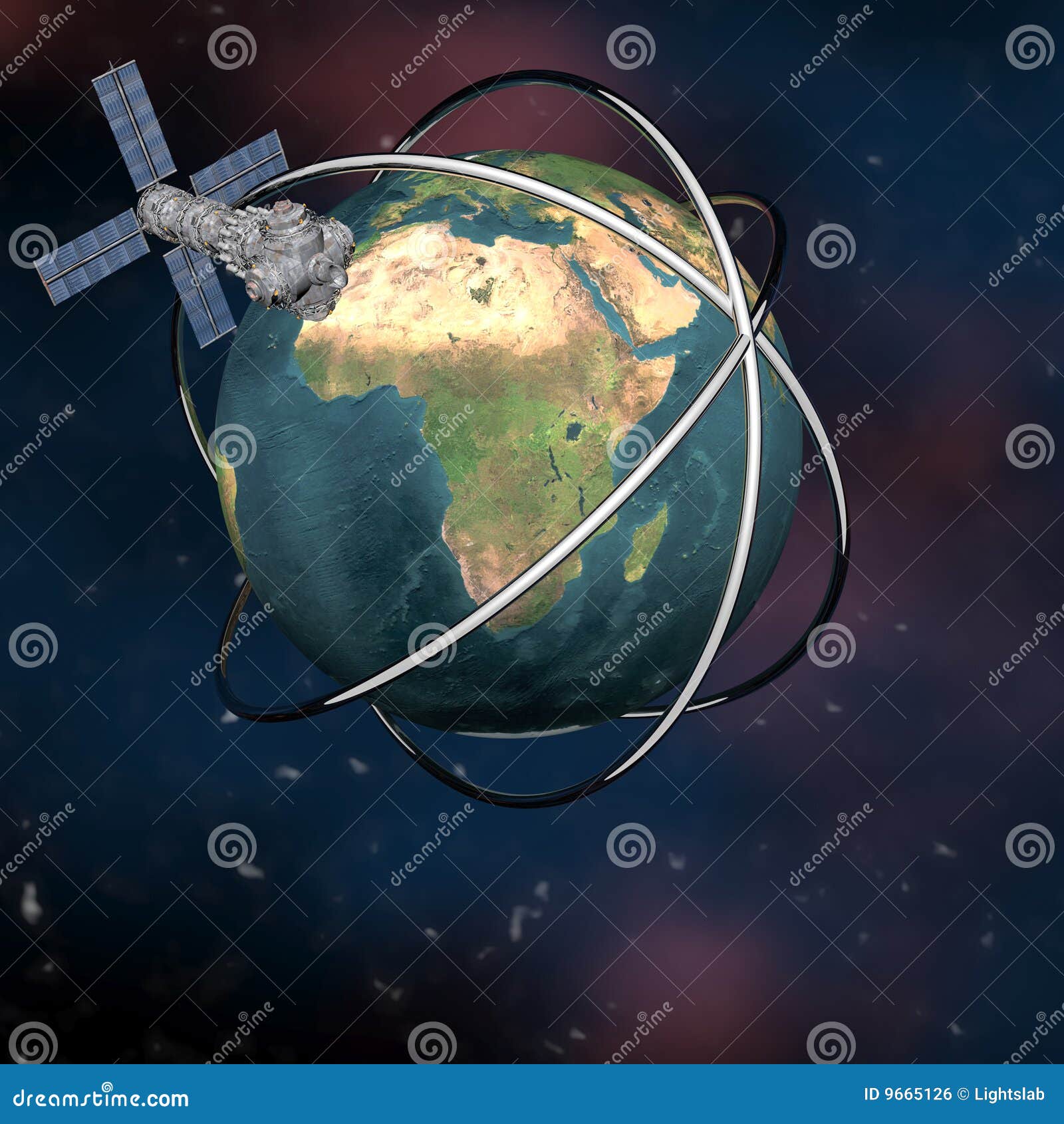 Satelliet Spoetnik Cirkelende Aarde Stock Illustratie - Illustration of ...