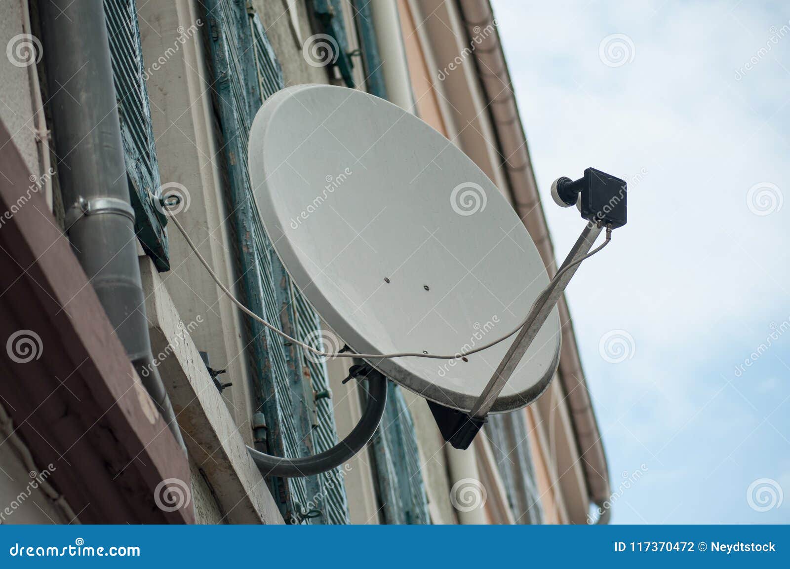 Satellite Antena on Home Facade at the Window Stock Photo - Image of ...