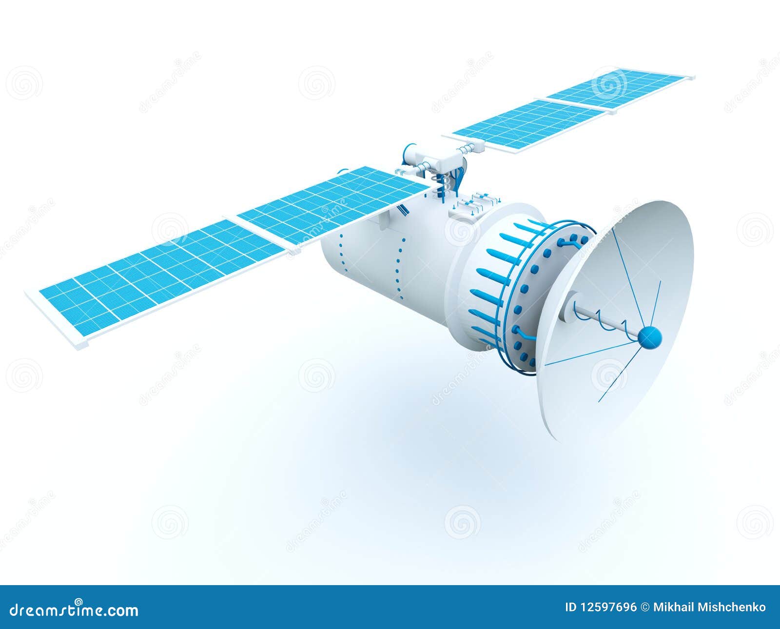 Satellite with Blue Elements Stock Illustration - Illustration of ...