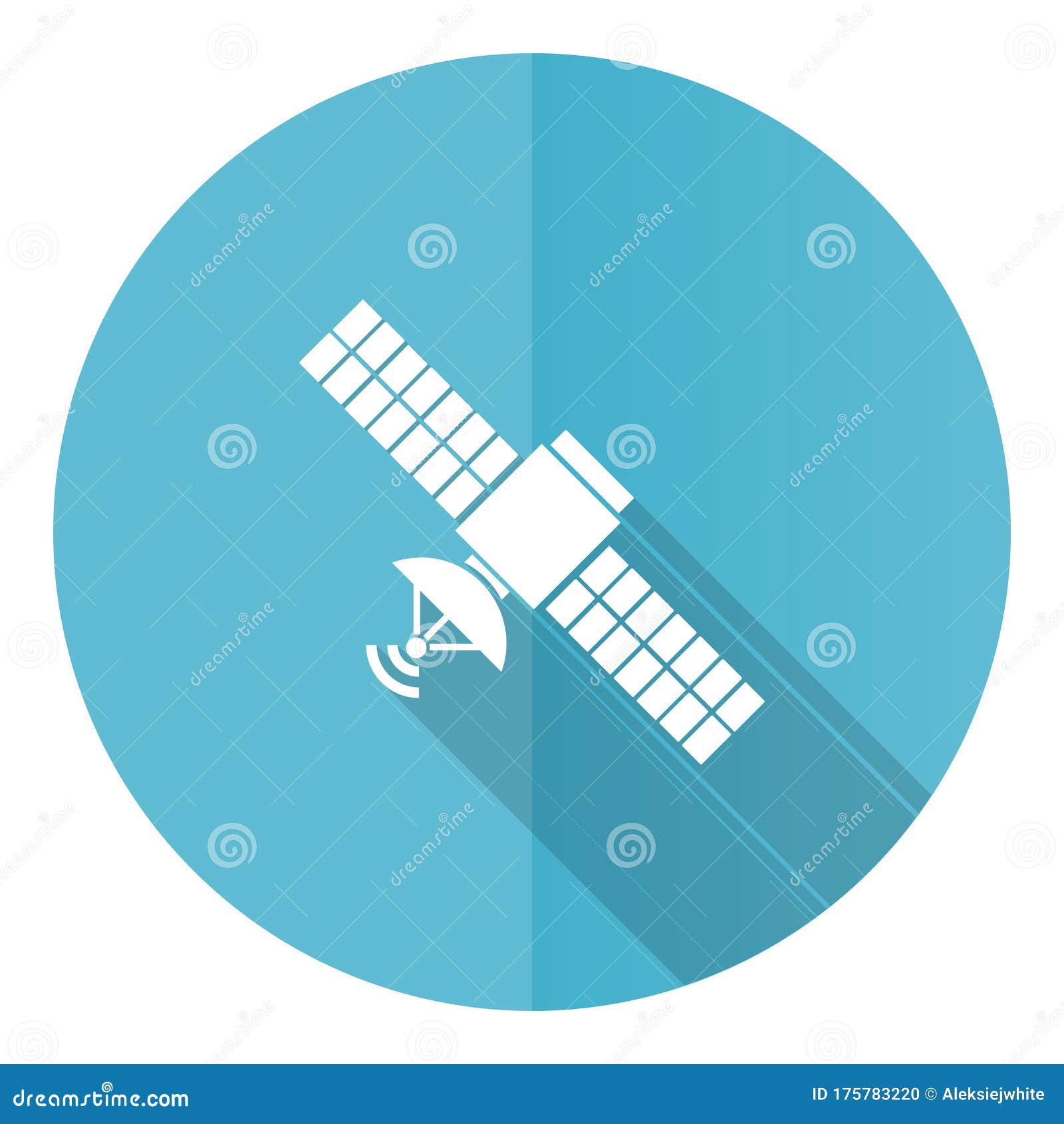 Satellite Blue Round Flat Design Vector Icon Isolated on White ...