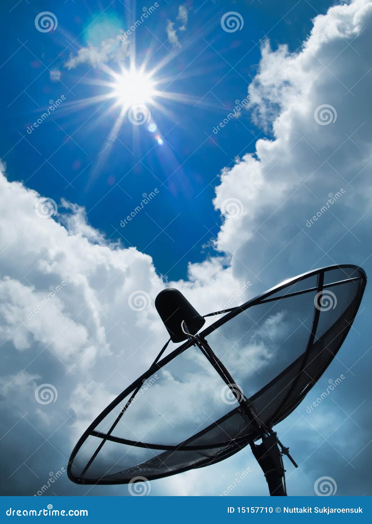 Satellite blue sky and sun stock photo. Image of industry - 15157710