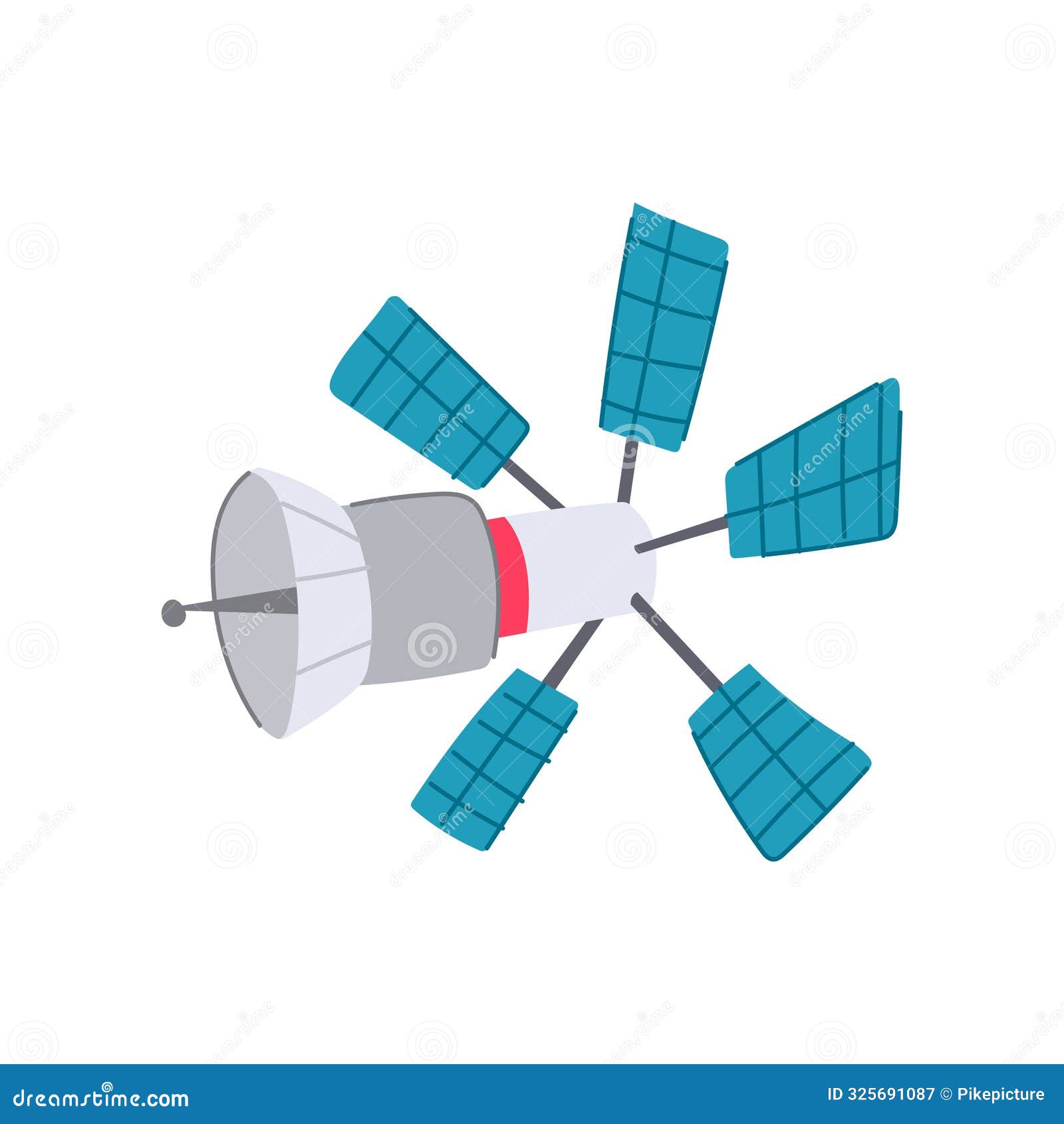 Satellite In Cartoon Style Stiker On White Background On Isolated ...