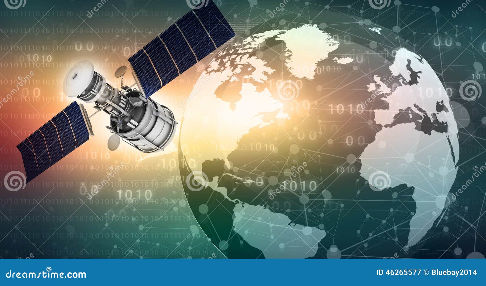 Satellite Communications Concept Stock Illustration - Illustration of ...