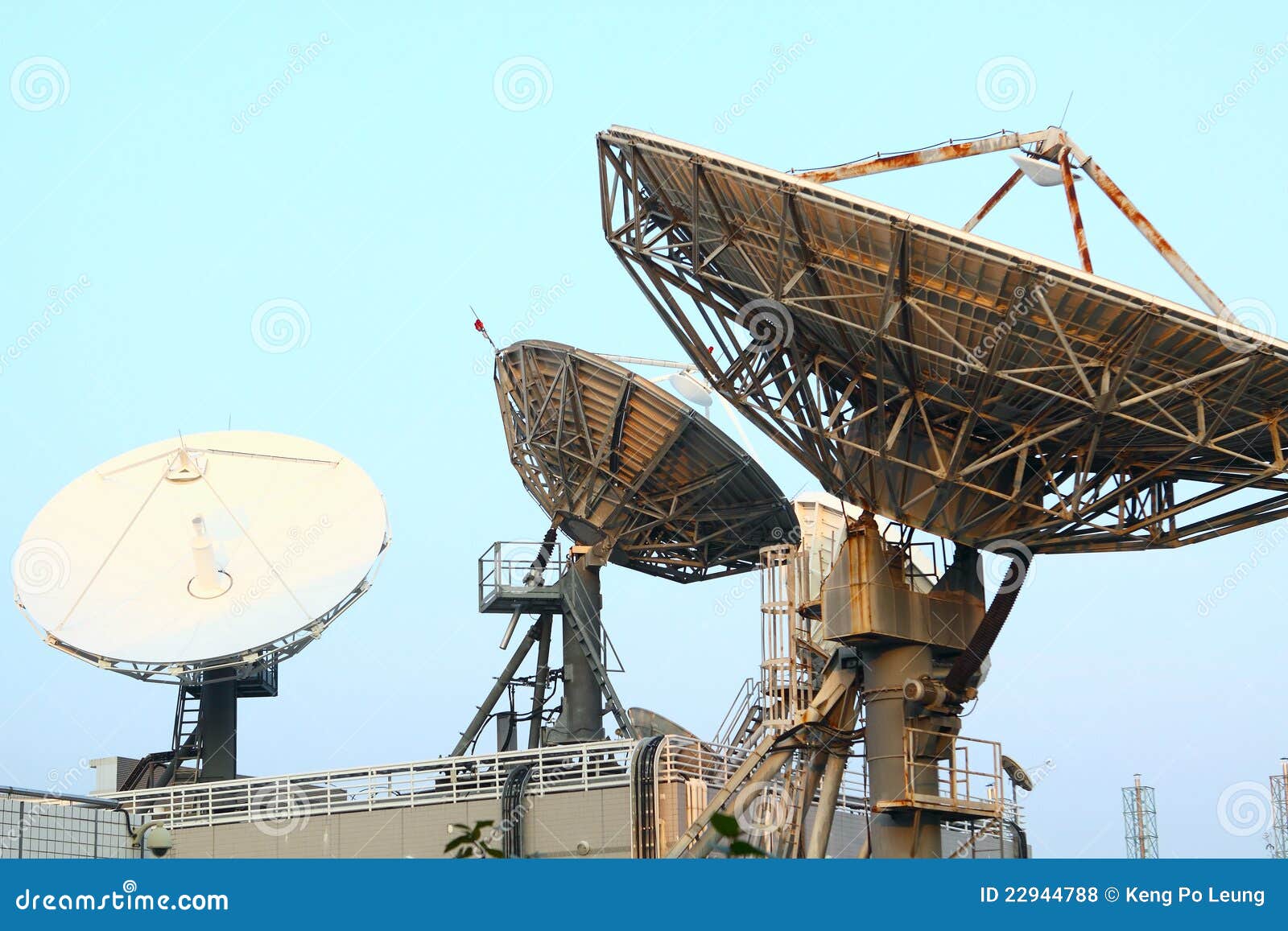 Satellite Communications Dishes Stock Photo - Image of antenna, signal ...