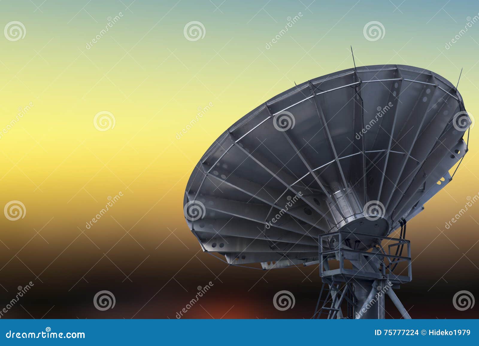 Satellite Communications Dishes Stock Photo - Image of sunset ...