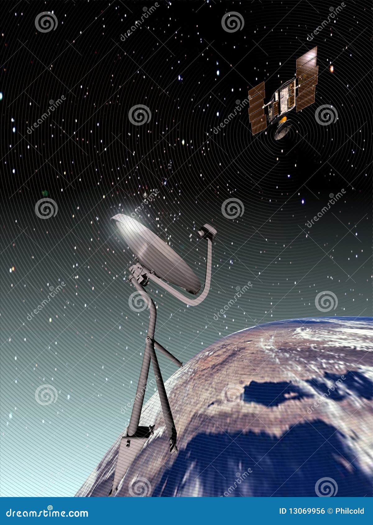 Satellite connection stock illustration. Illustration of antenna - 13069956
