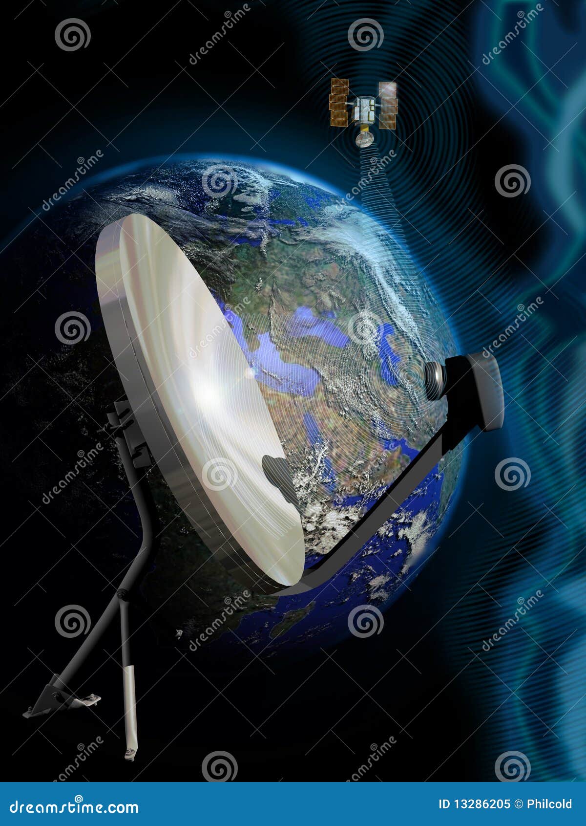 Satellite connection stock illustration. Illustration of radar - 13286205