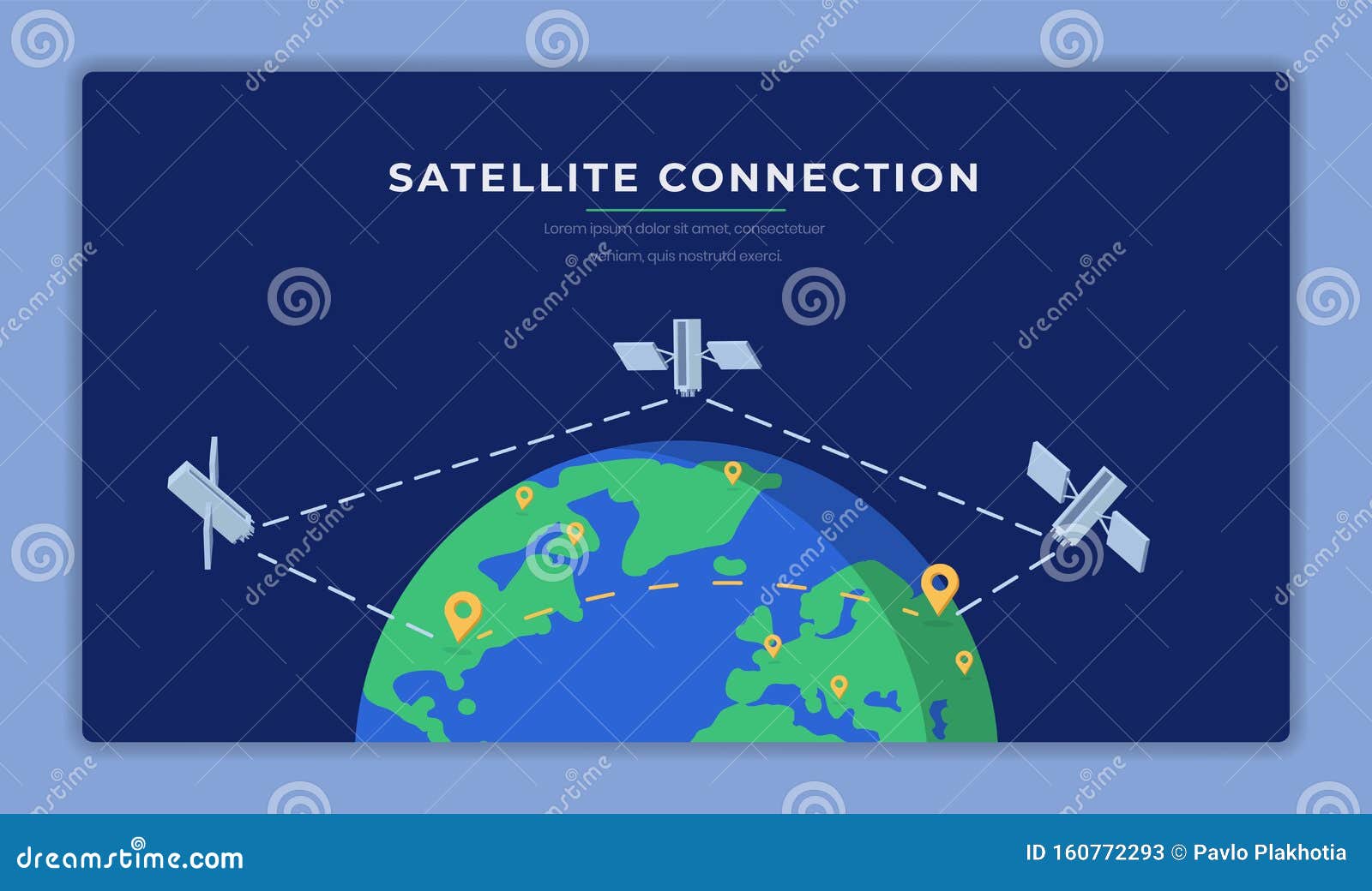 Satellite Connection Flat Banner Vector Template. Modern ...