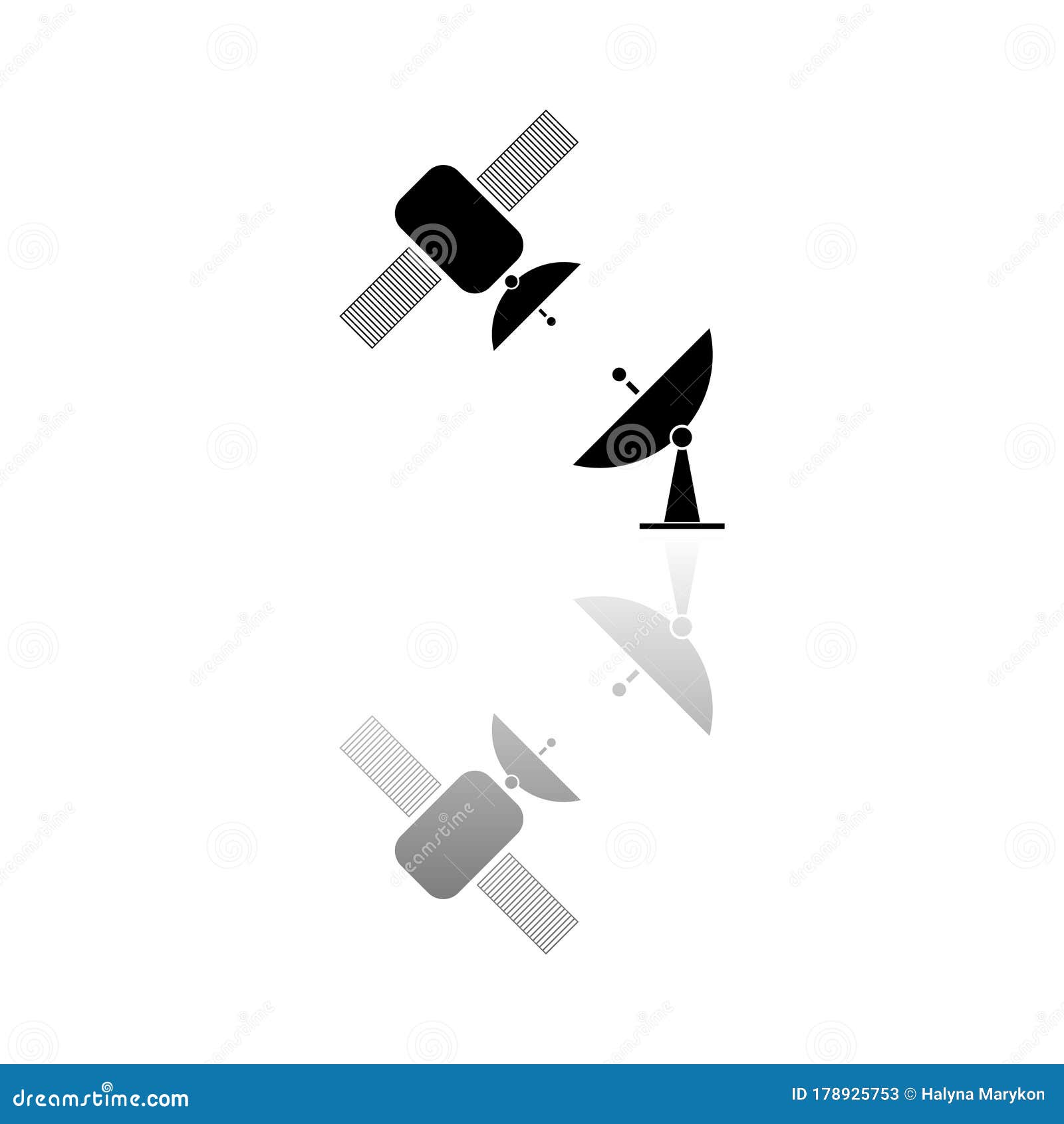 Satellite Connection Icon Flat Stock Illustration - Illustration of ...