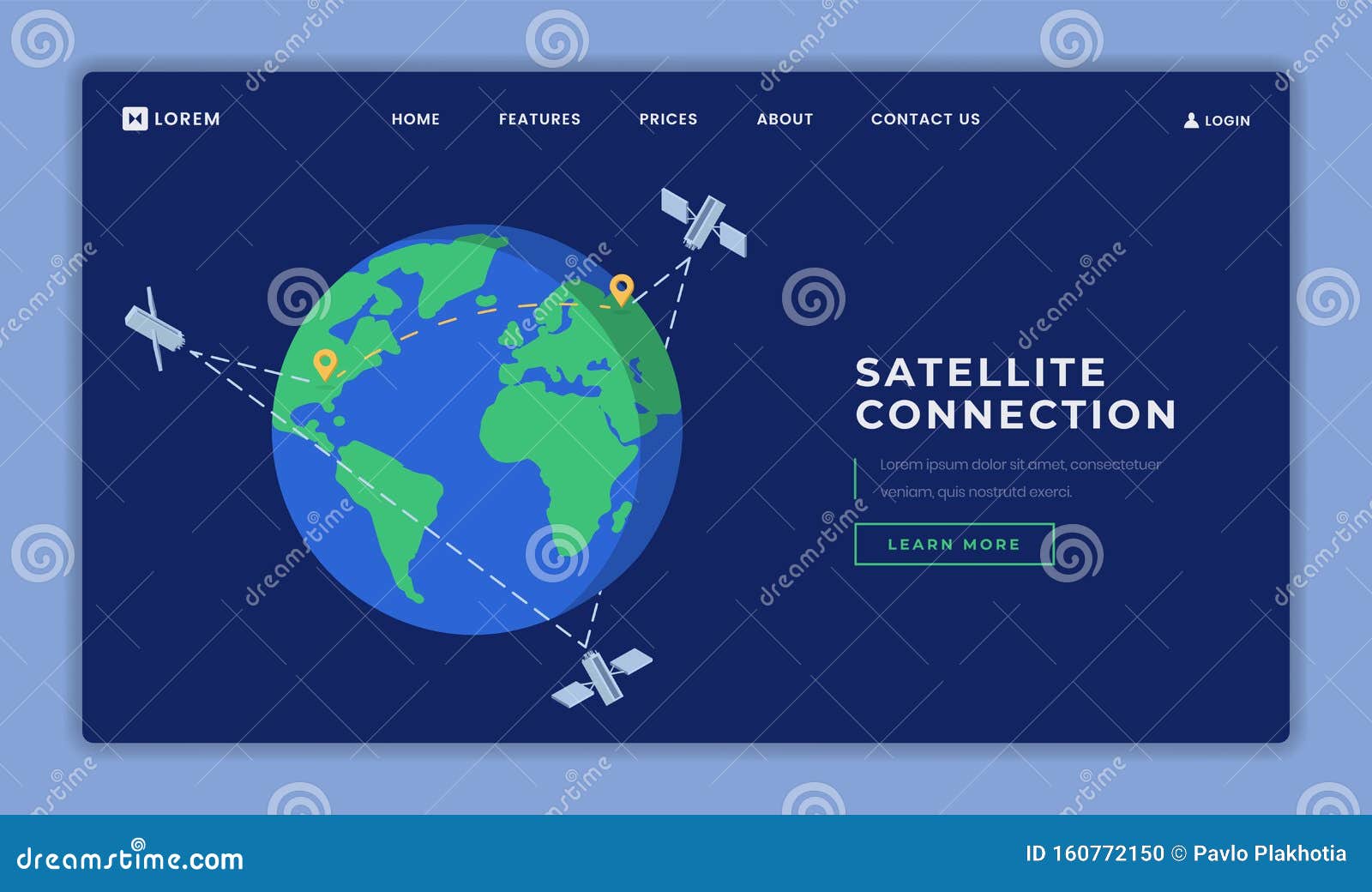Satellite Connection Landing Page Vector Template. Telecommunication ...