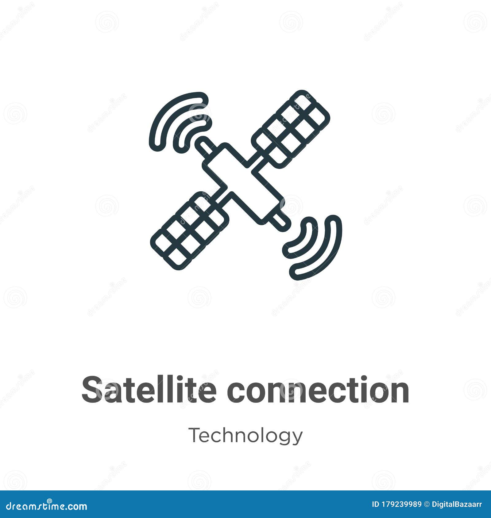 Satellite Connection Outline Vector Icon. Thin Line Black Satellite ...