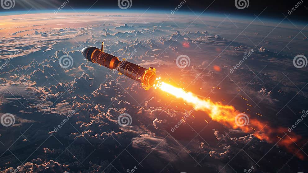 A Satellite Constellation Deployment in Low Earth Orbit Stock Photo - Image of orbit ...