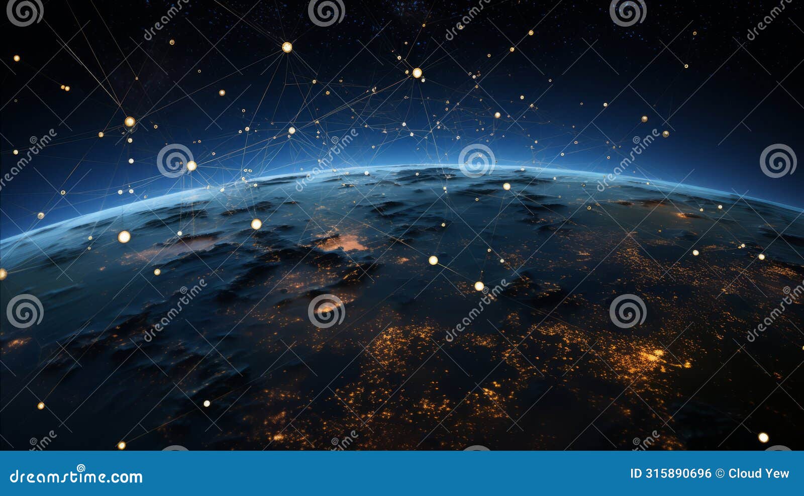 Satellite Constellation Mapping the Universe Stock Illustration ...