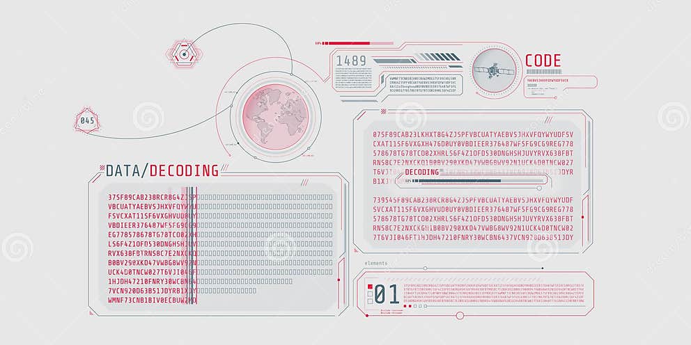 Futuristic HUD Design of Satellite Data Decoding Program. Stock Vector ...