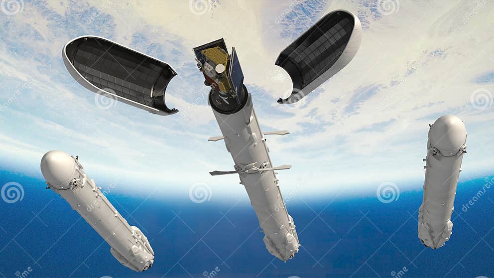 Satellite Deployment with Rocket Stages in Orbit Stock Photo - Image of orbit, deployment: 359508758