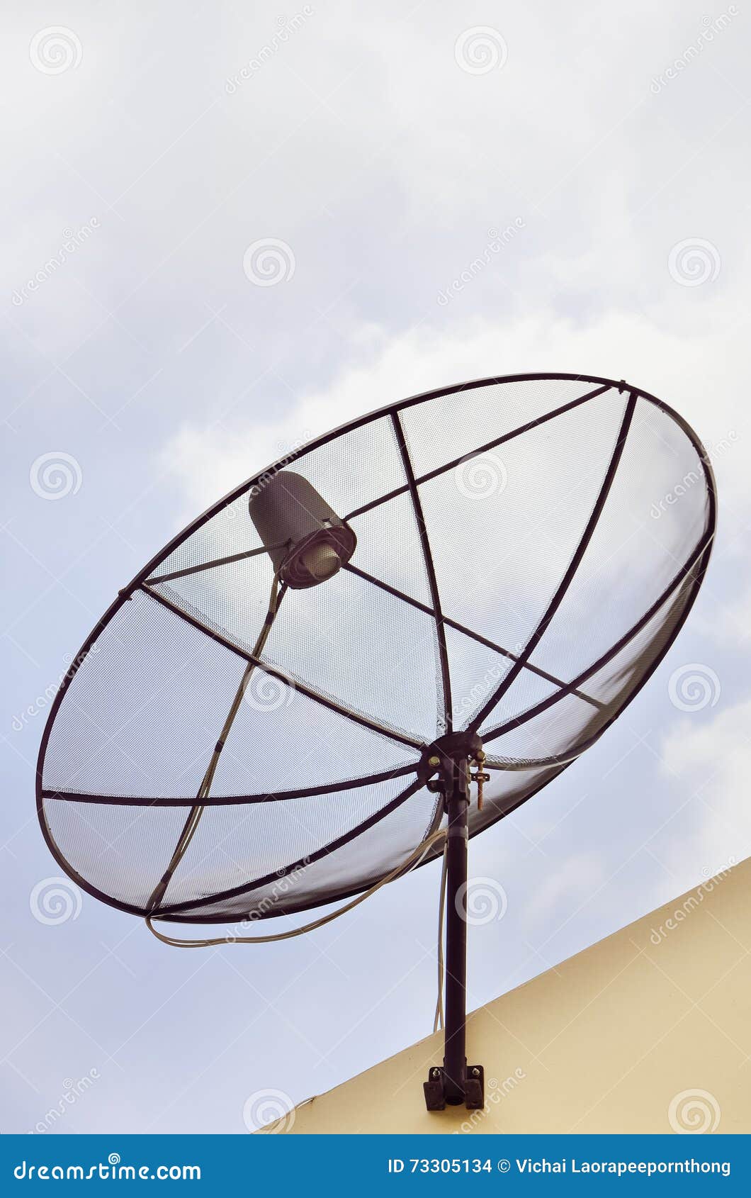 Satellite Disc Against Blue Sky Stock Photo - Image of ...
