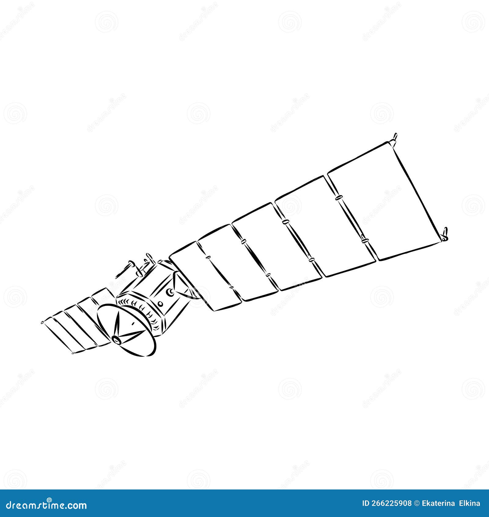 Satellite with Dish Antenna. Doodle Style Space Satellite Vector Stock ...