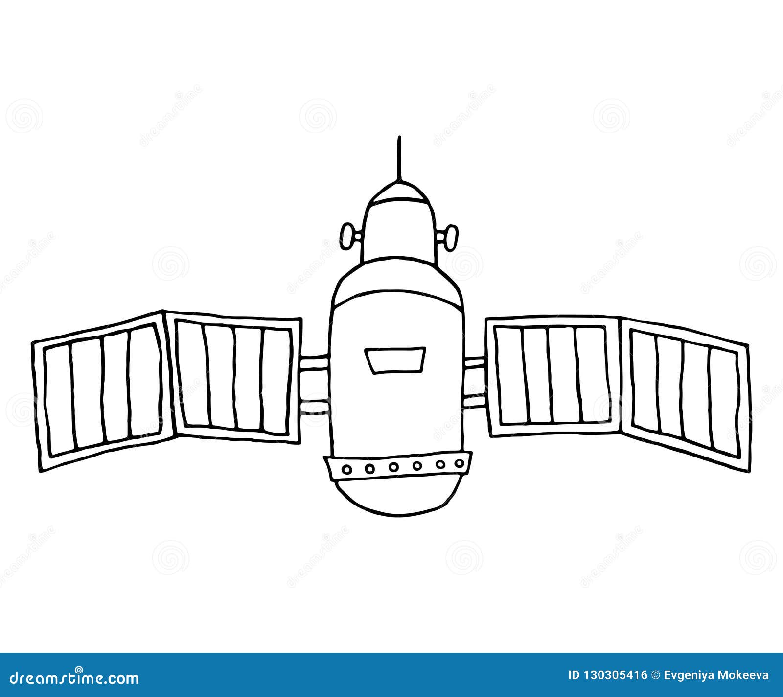 Satellite with Dish Antenna. Stock Illustration - Illustration of panel ...
