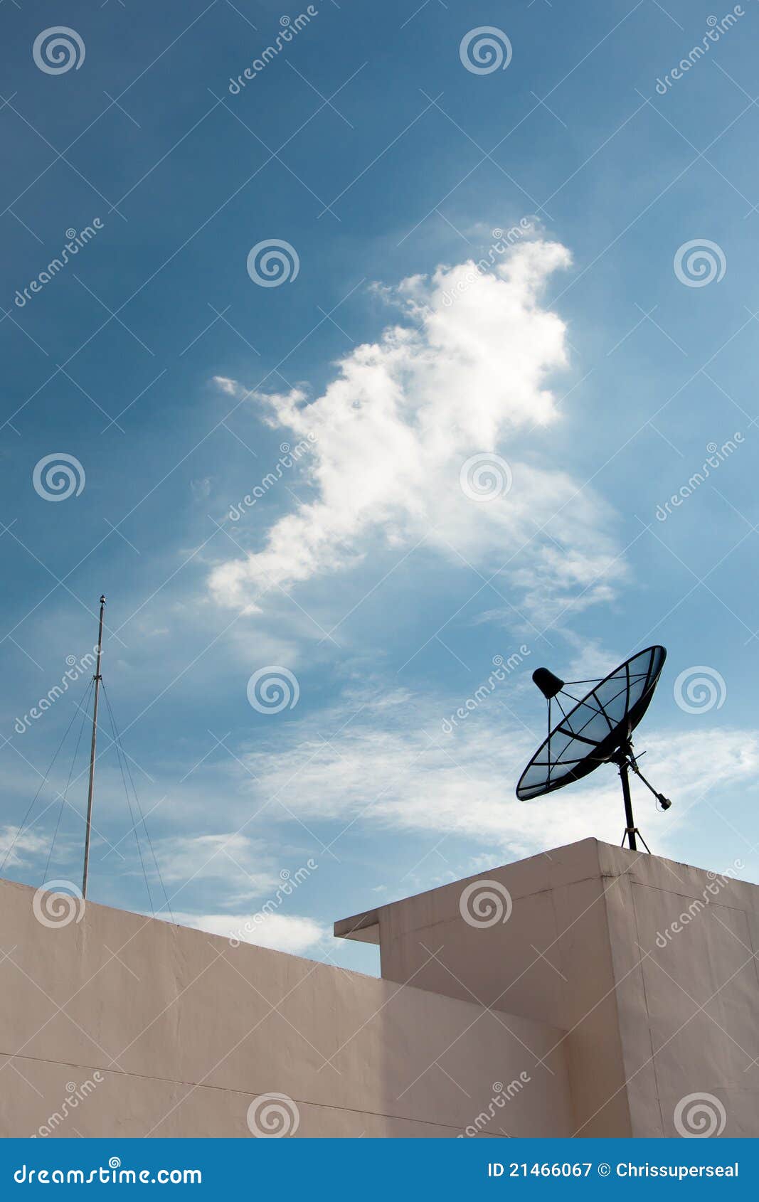 Satellite Dish Antenna and Lighting Rod Stock Image - Image of mobile ...