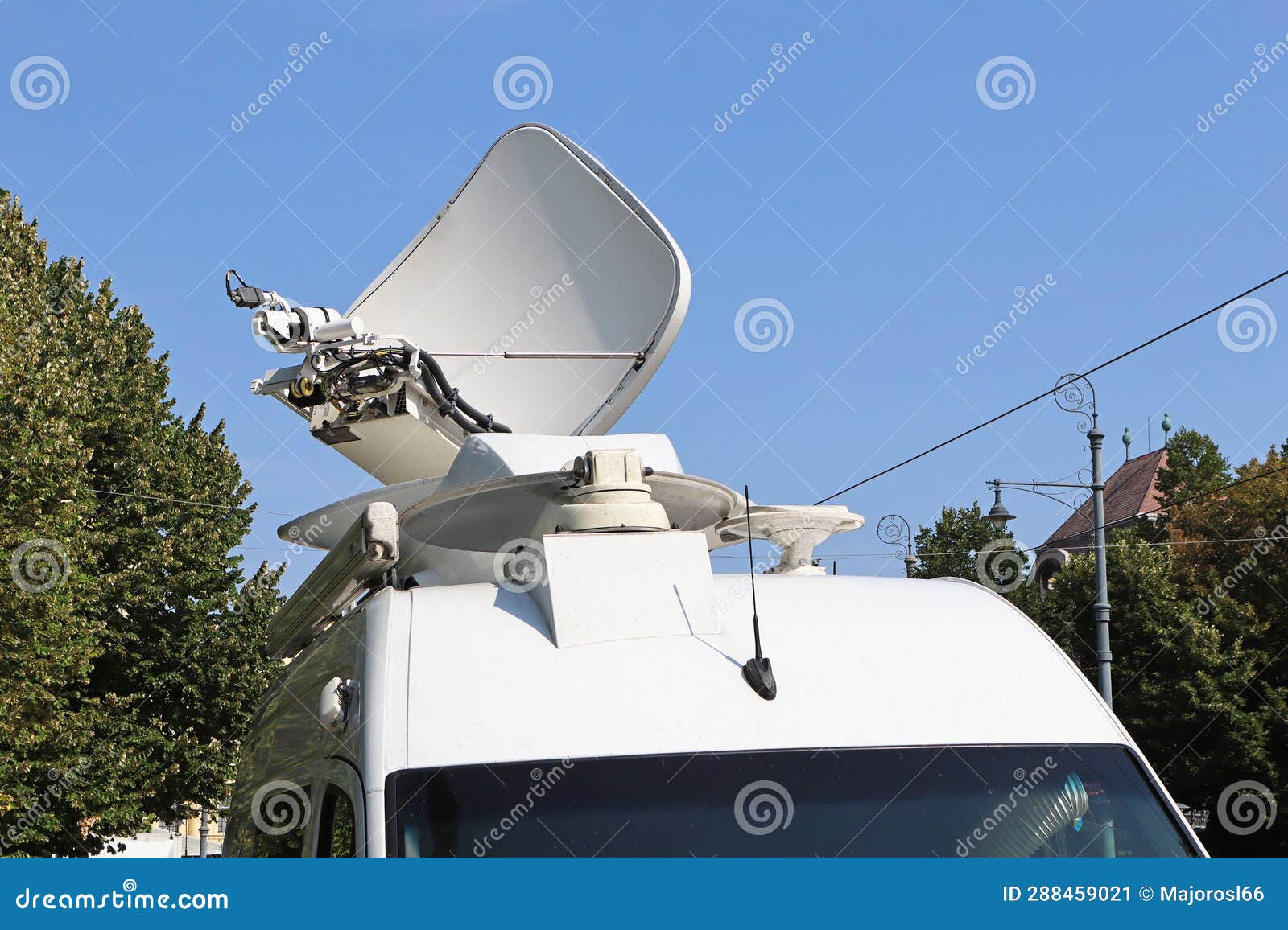 Satellite Dish Antenna on the Top of a Television Car Stock Image ...