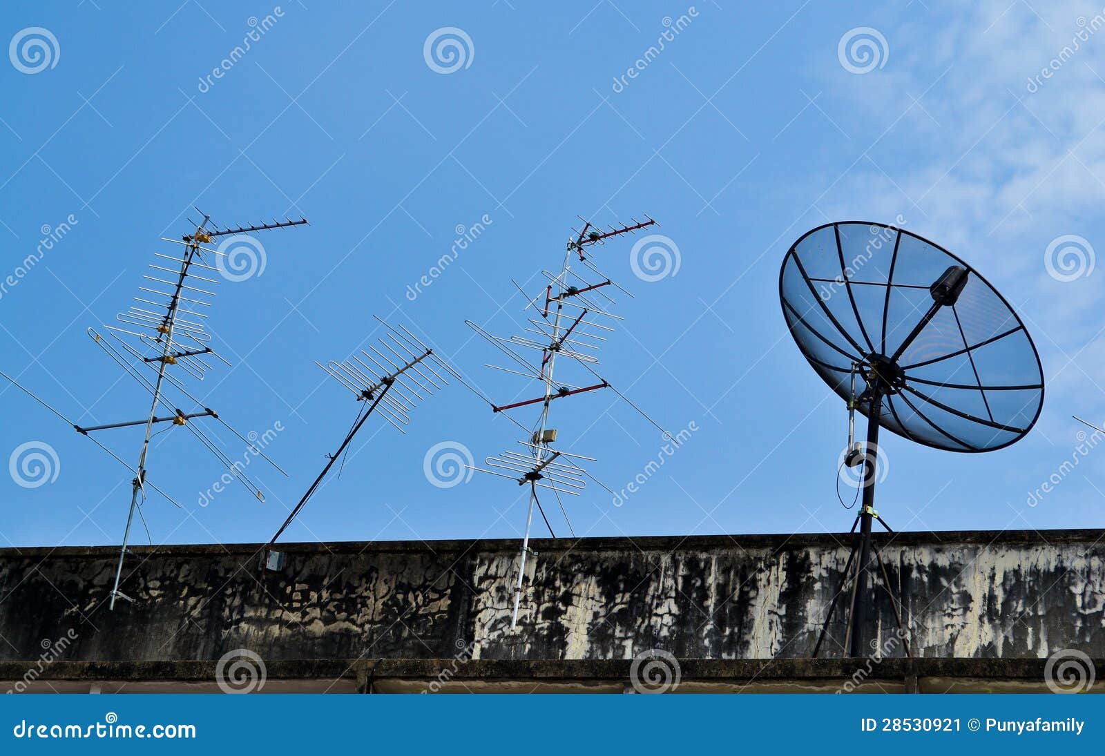 Satellite Dish and Antenna TV Stock Image - Image of aerial, dish: 28530921
