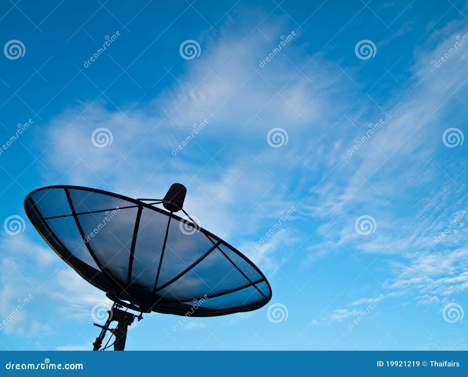 Satellite Dish with Blue Sky and Cloud Background Stock Image - Image ...