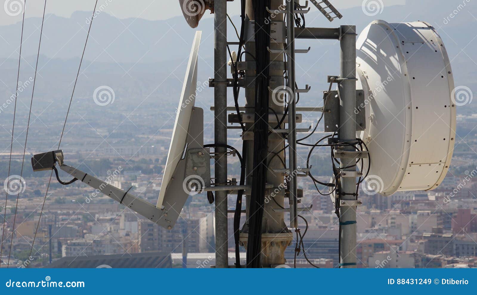 Satellite Dish and Cellular Tower Stock Image - Image of platter ...