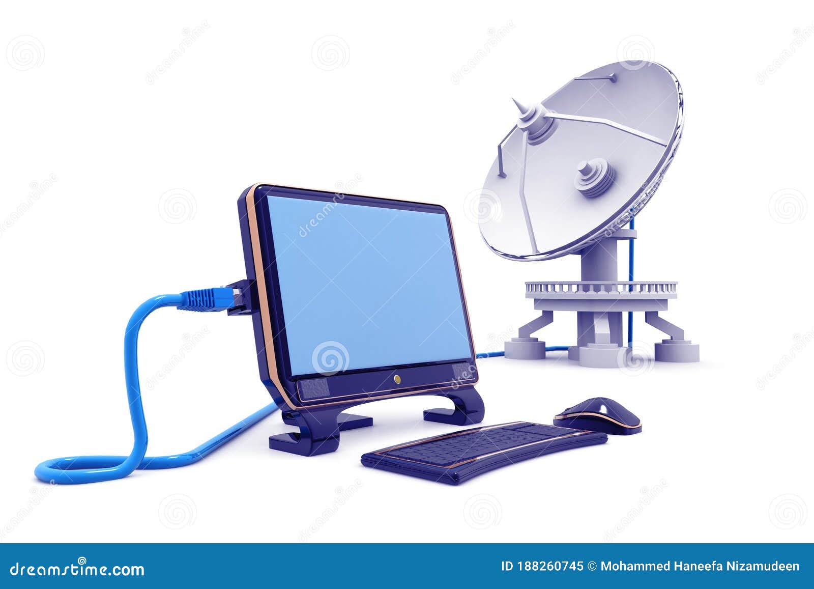 Satellite Dish Connected To the Computer Stock Illustration ...
