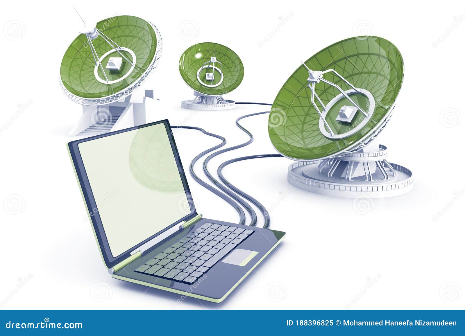 Satellite Dish Connecting the Computer Stock Illustration ...
