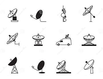 Satellite dish icon set stock vector. Illustration of mobility - 60016128