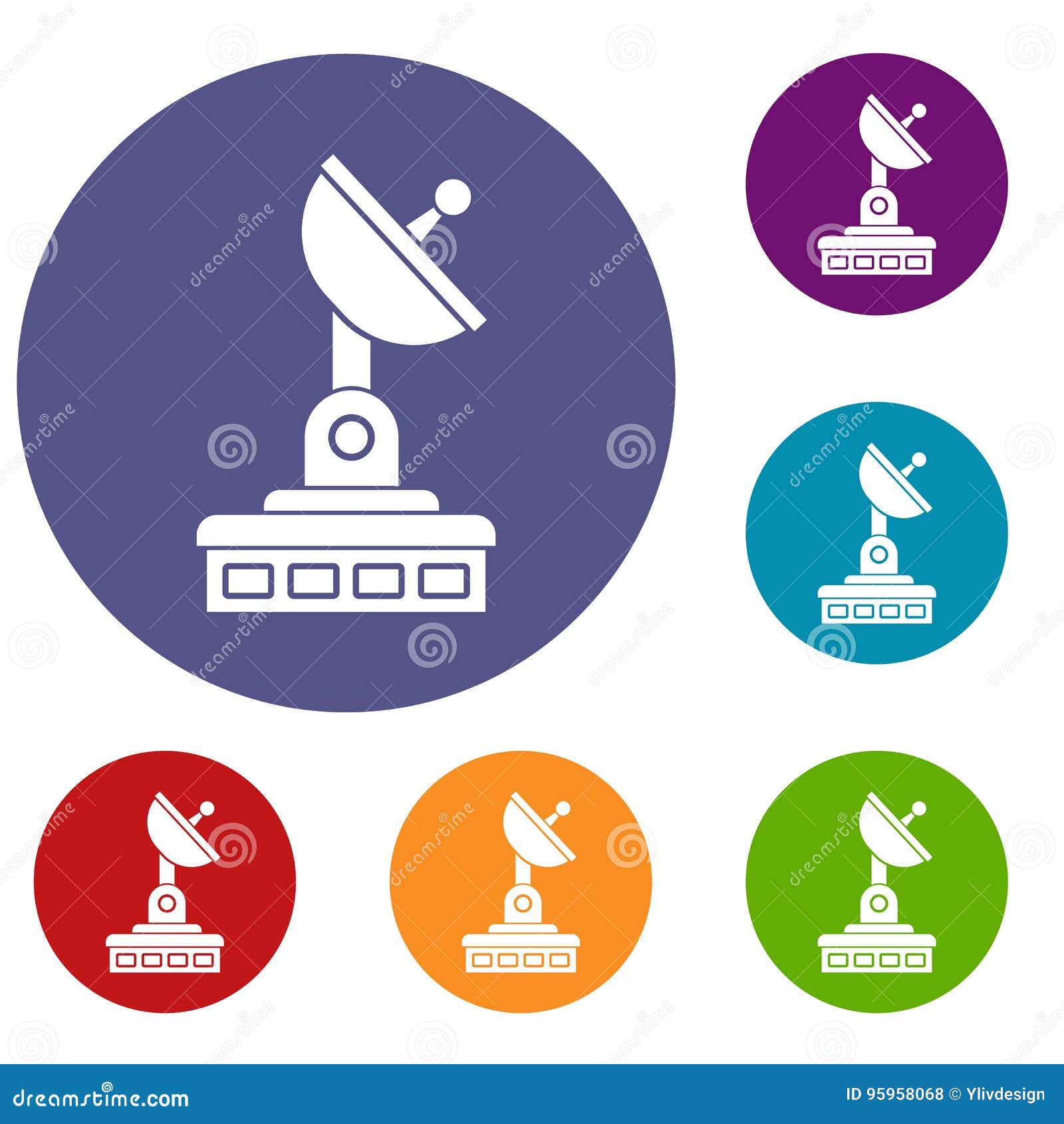 Satellite dish icons set stock vector. Illustration of object - 95958068