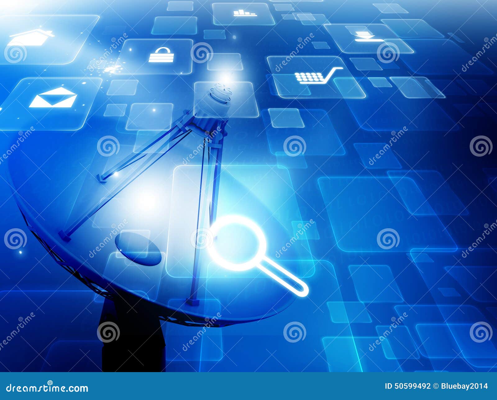 Satellite Dish with Internet Icons Stock Illustration - Illustration of ...