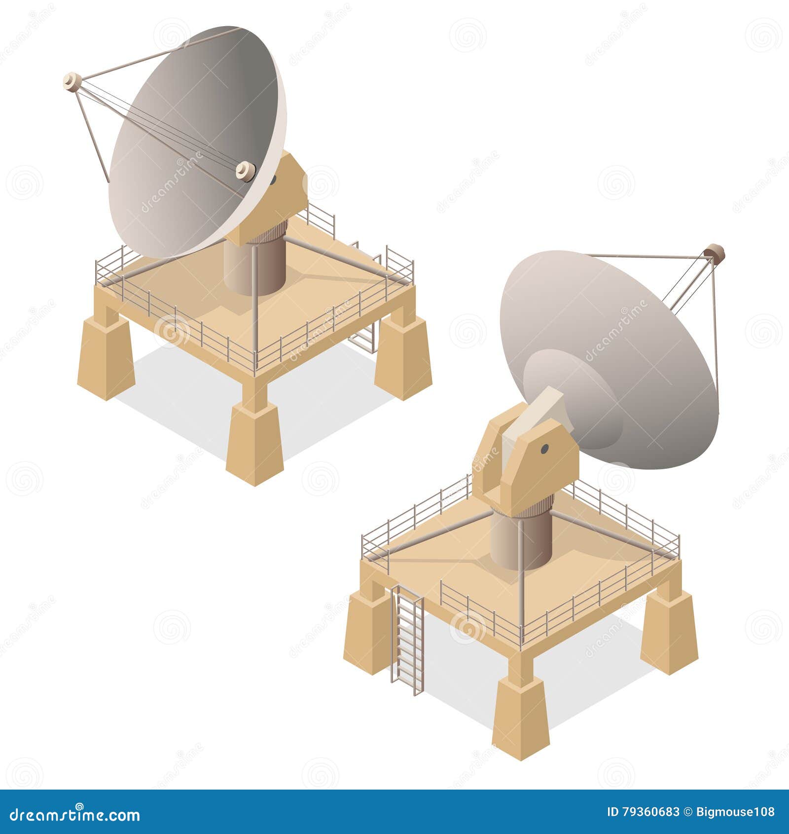 Satellite Dish Isometric View. Vector Stock Vector - Illustration of ...