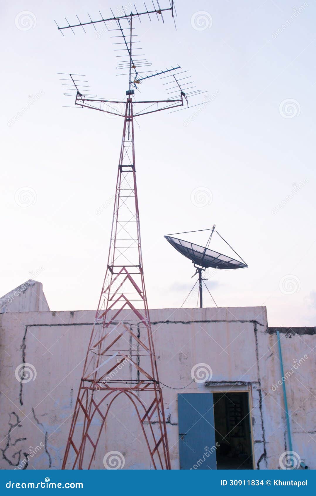 Satellite Dish and Radio Receiver Stock Photo - Image of business, home ...