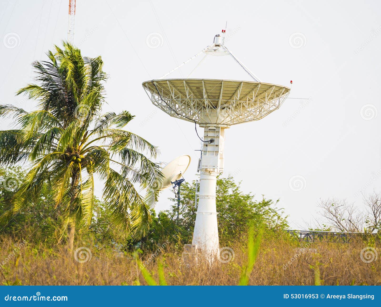 Satellite Dish Receiving Data Signal for Communication Stock Image ...