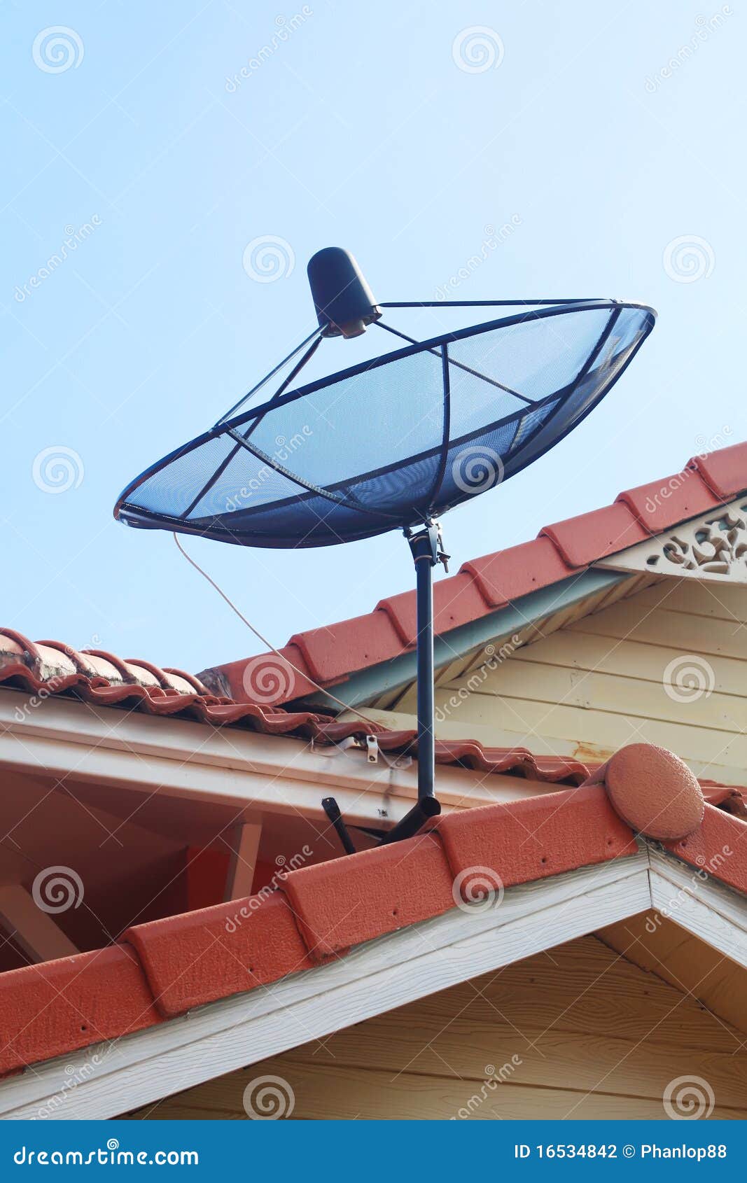 Satellite dish on the roof stock photo. Image of blue - 16534842