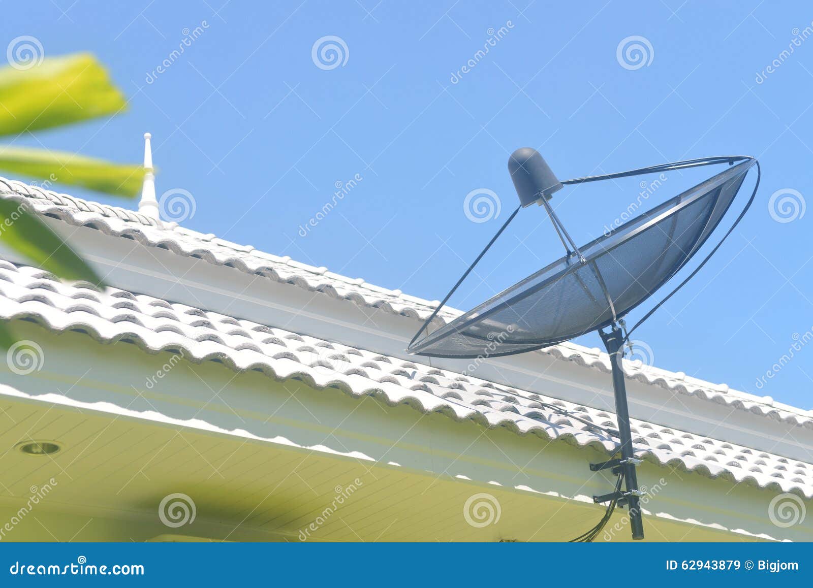 Satellite dish on the roof stock image. Image of antenna - 62943879