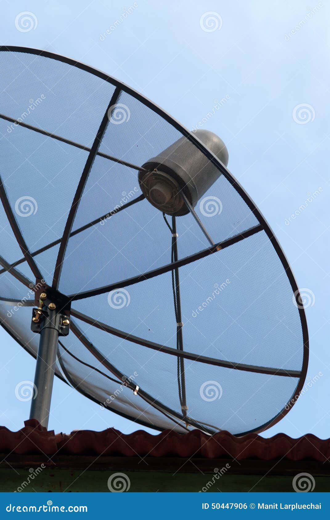 Satellite dish on roof. stock photo. Image of receive - 50447906