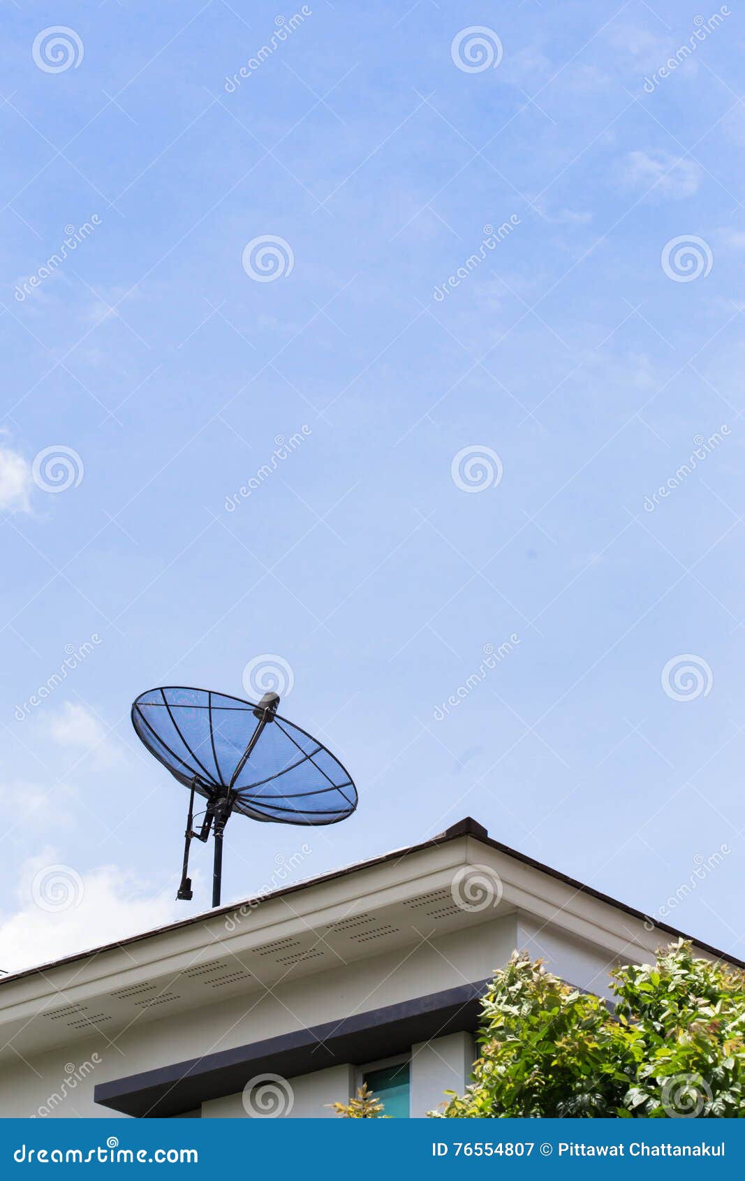 Satellite Dish on the Roof. Stock Image - Image of roof, satellite ...