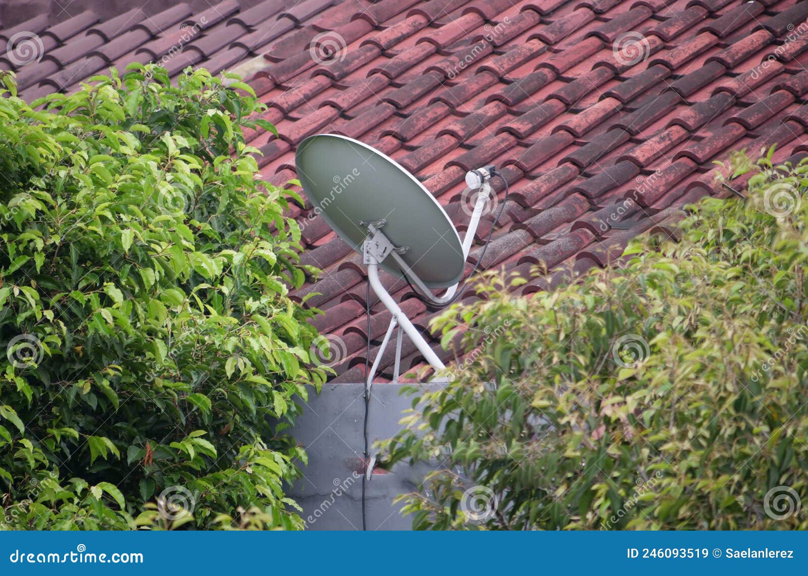 Satellite Dish on the Roof of the House Stock Image - Image of station ...