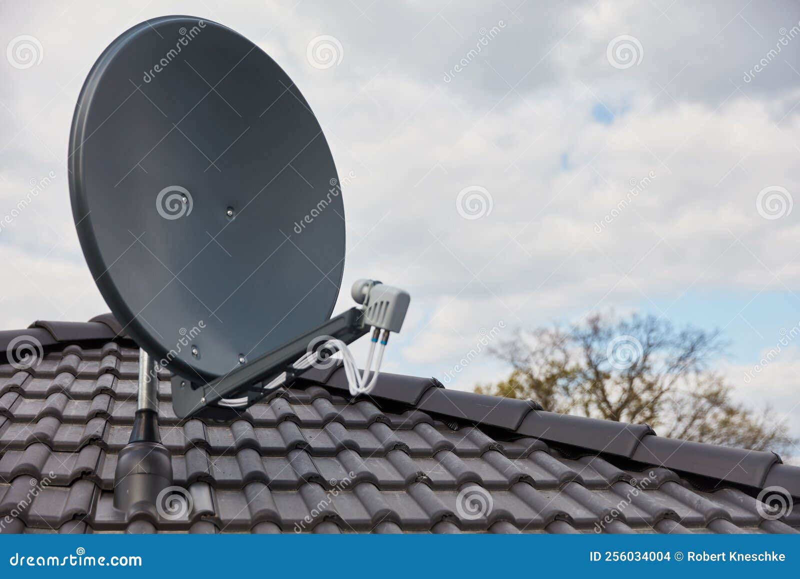 Satellite Dish on the Roof of the House for Satellite Reception Stock ...