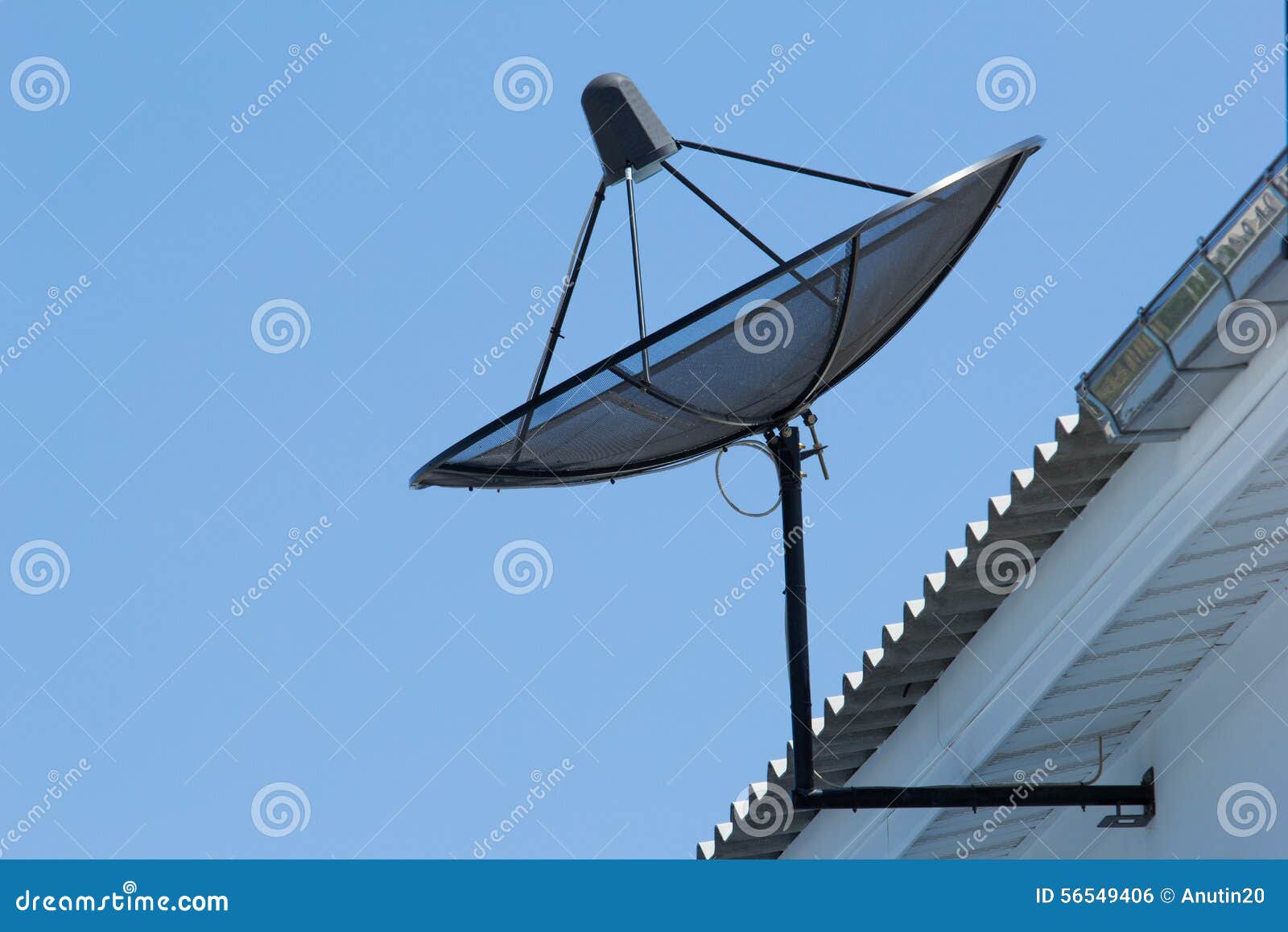 Satellite dish on roof stock photo. Image of television - 56549406